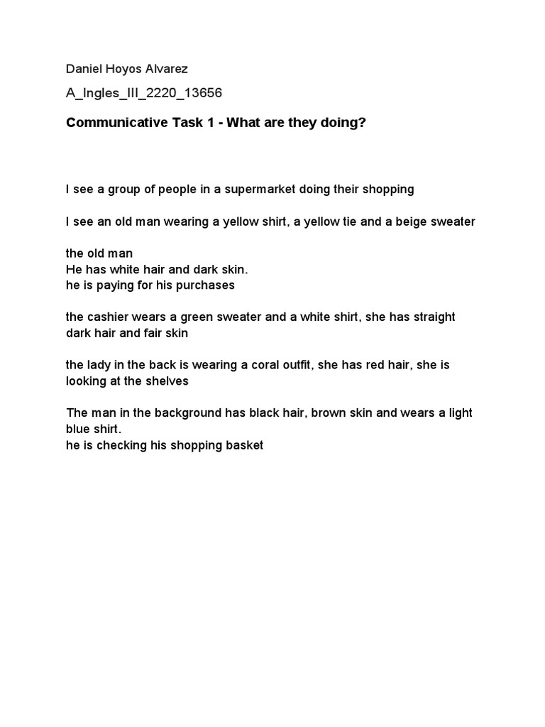 Communicative Task 1 - What Are They Doing | PDF