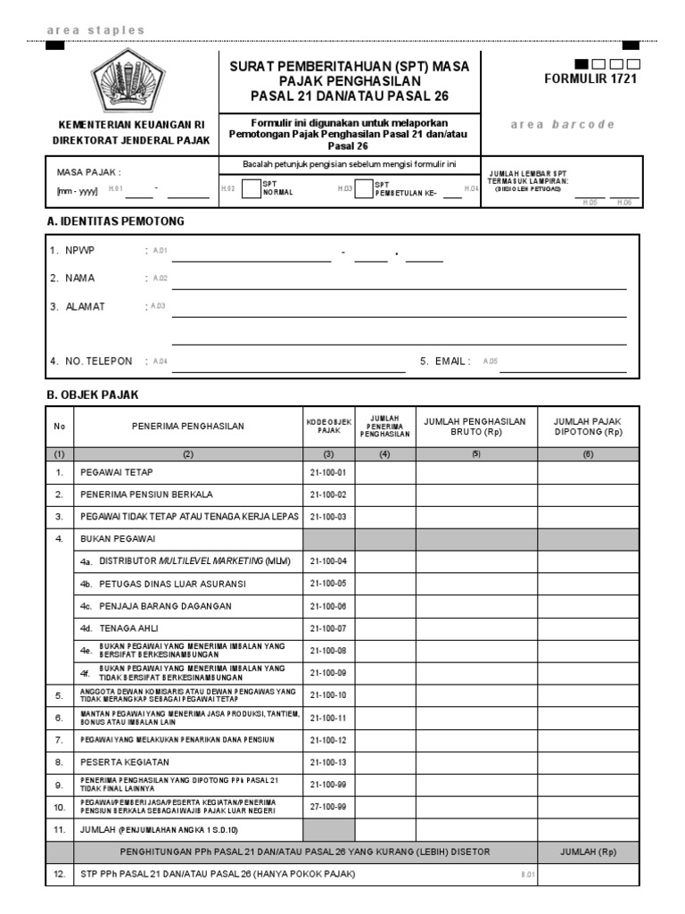 Formulir 1721 Lengkap 6 Lembar | PDF