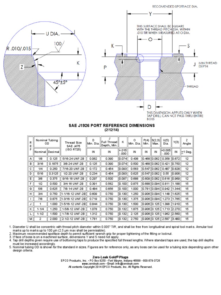 Sae J1926 Port Reference Dimensions | PDF | Pipe (Fluid Conveyance) | Industrial Processes