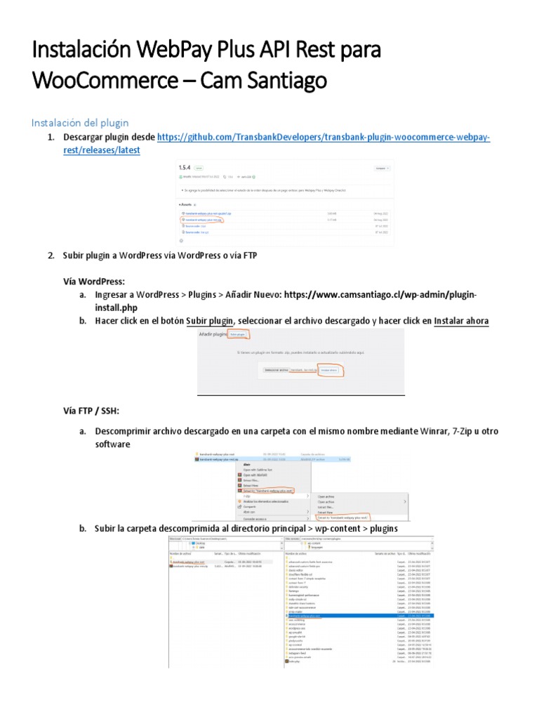 Instalación WebPay Plus API Rest para WooCommerce | PDF | Word Press | Enchufe (informática)