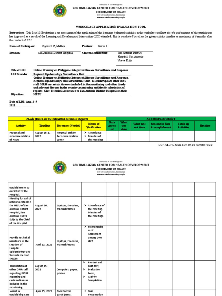 FORM 10 - Workplace Application Evaluation Tool (Updated) | PDF ...