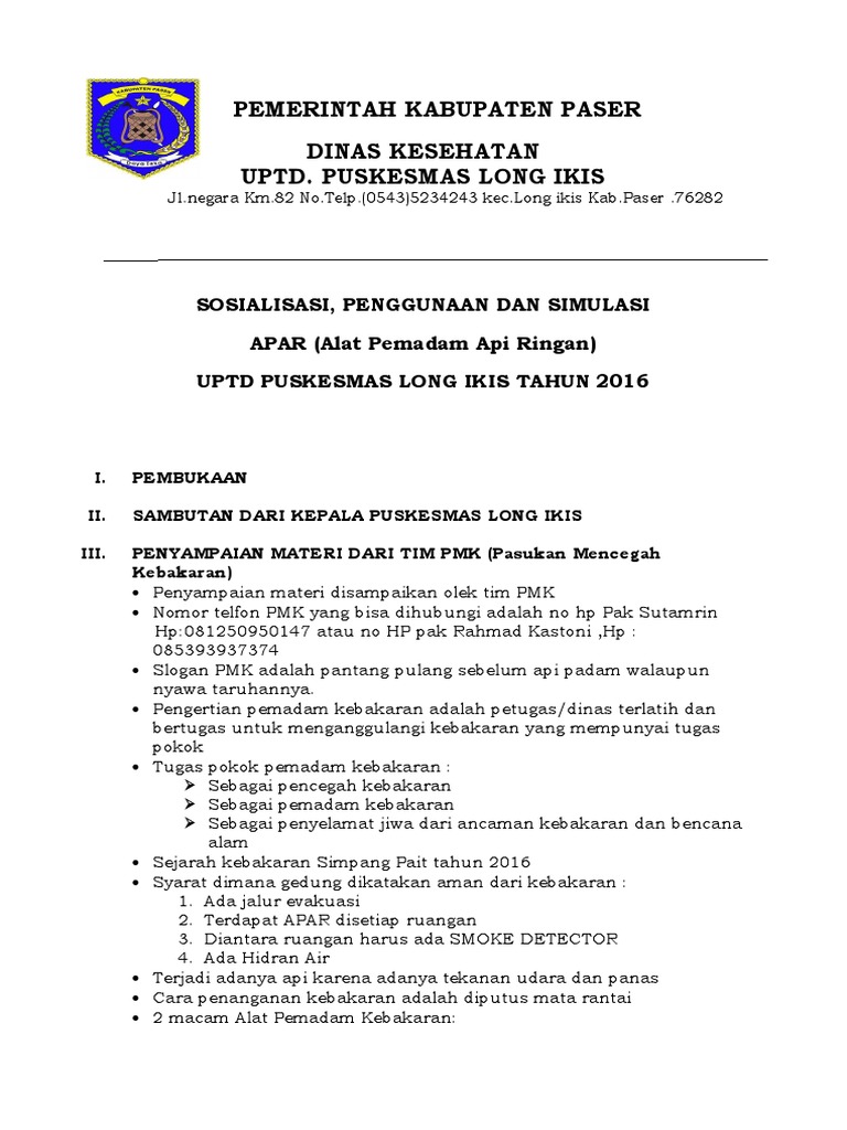 Panduan Penggunaan APAR di Puskesmas | PDF | Sains & Matematika
