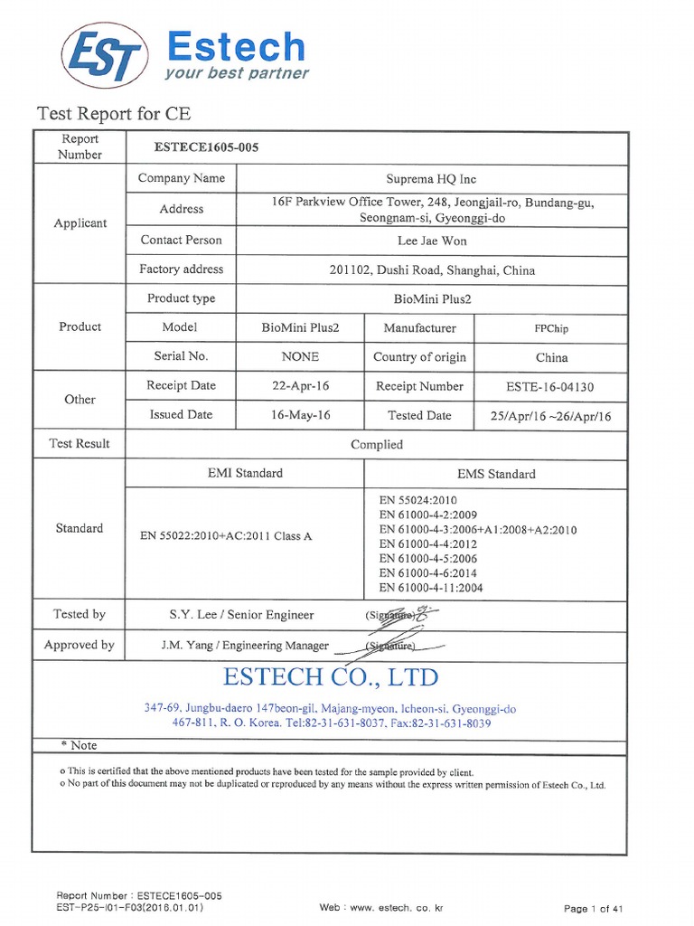 BioMini-Plus2_CE_TestReport | PDF | Antenna (Radio) | Alternating Current
