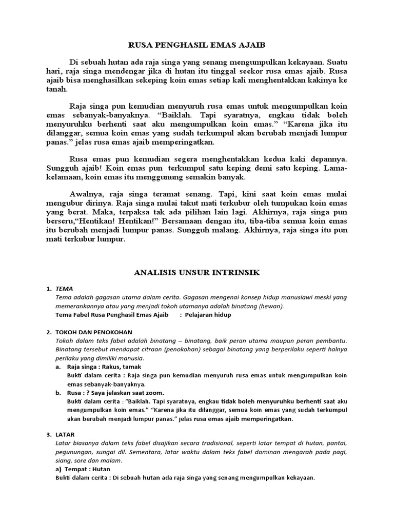 Fabel Rusa Emas Ajaib: Pelajaran Hidup | PDF | Sejarah | Klasik