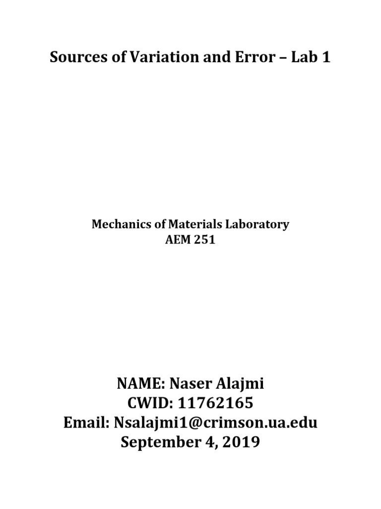 Lab 1 Sources And Variation Of Errors Download Free Pdf Observational Error Errors And