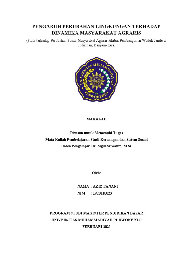Dinamika Perubahan Masyarakat Agraris-Aziz Fanani | PDF
