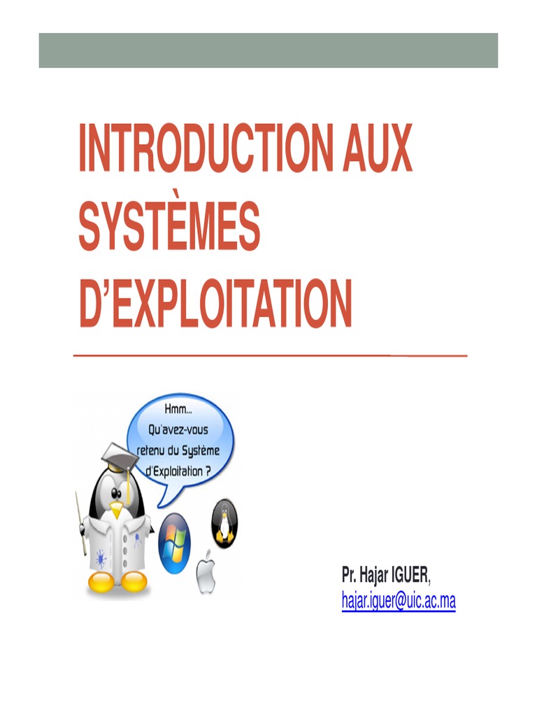 Introduction aux Systèmes d'Exploitation | PDF | Système d'exploitation ...