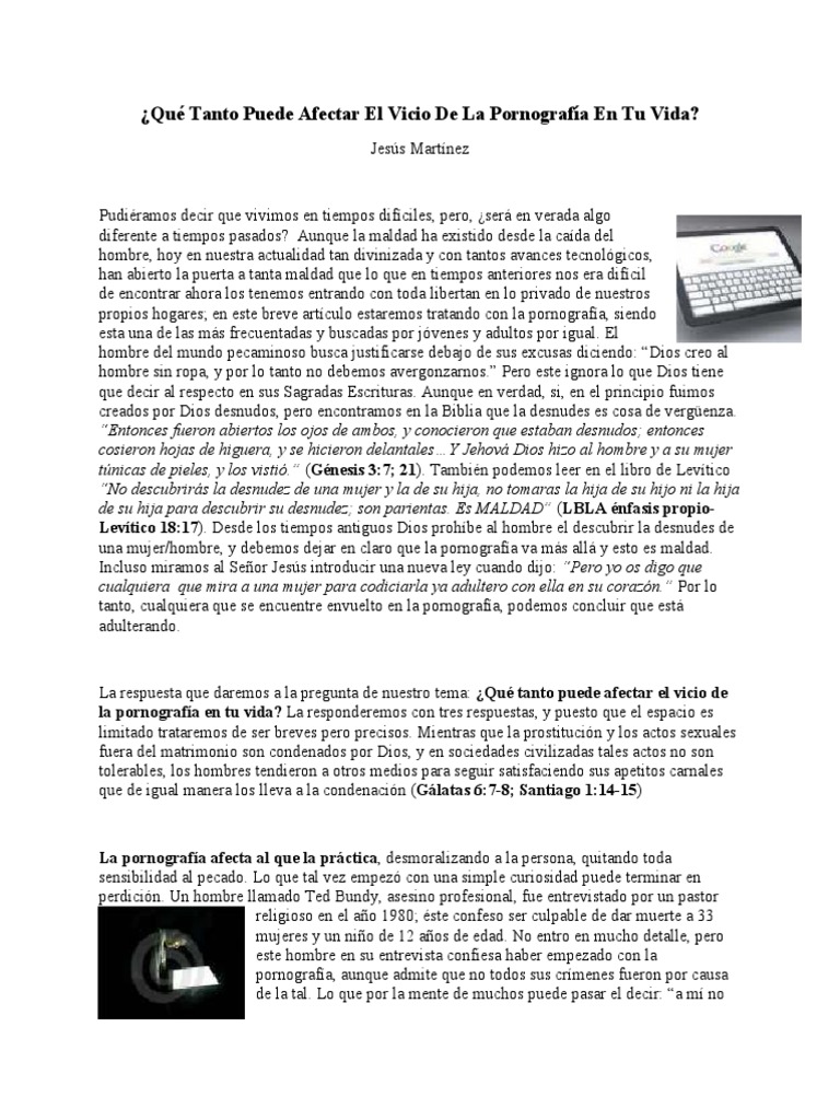 Que Tanto Puede Afectar El Vicio De La Pornografia En Tu Vida Por Jesus