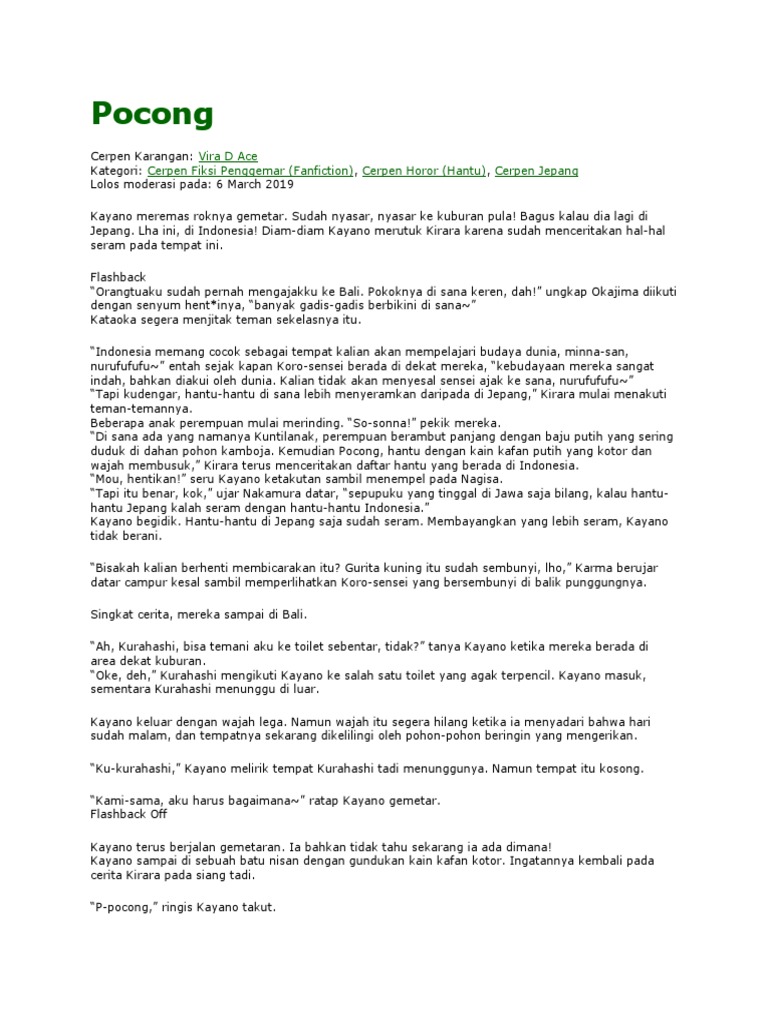 Cerpen Pocong Ala Jepang | PDF | Puisi | Fiksi Umum