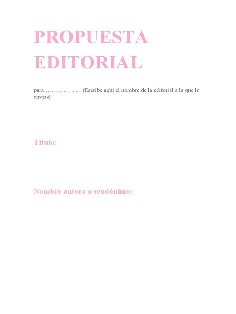 Plantilla para Propuesta Editorial | PDF | Novelas