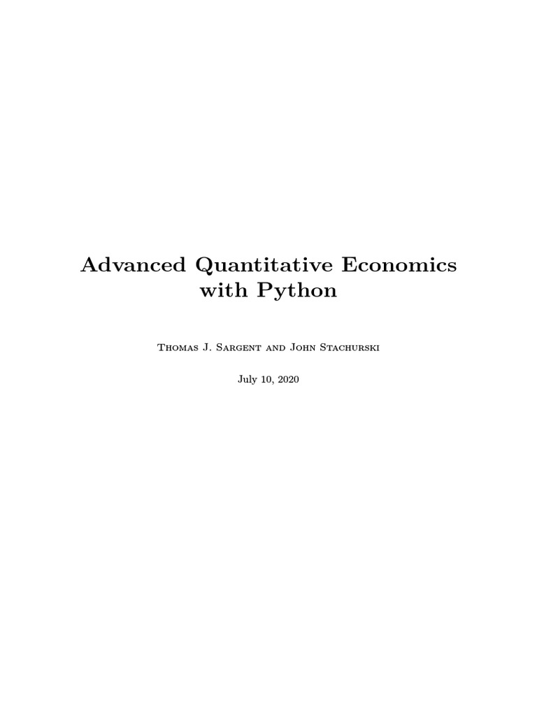 Advanced Quantitative Economics With Python | Download Free PDF | Basis ...