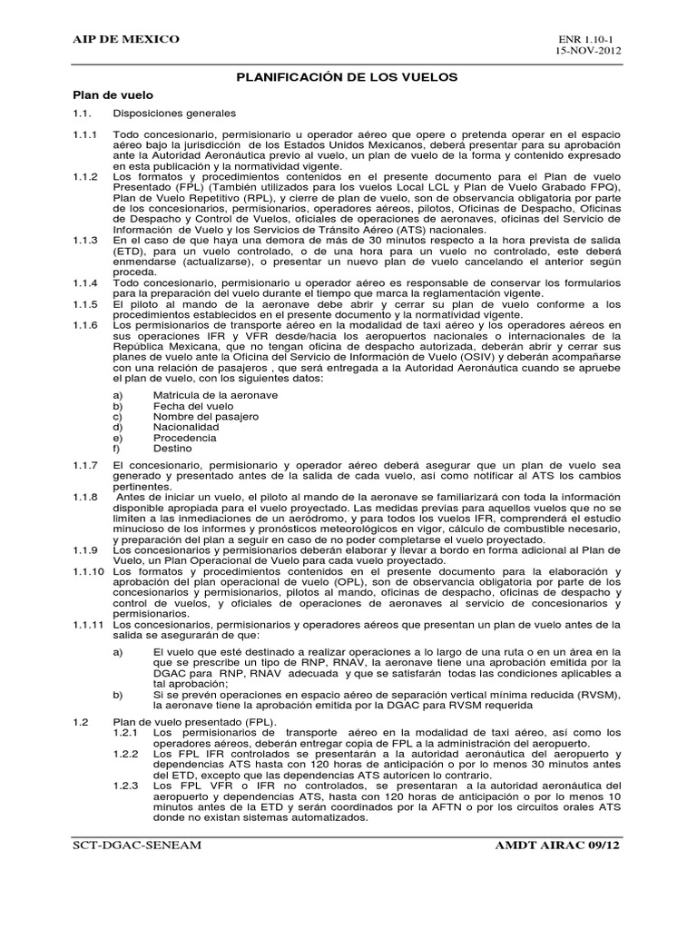 Plan de Vuelo - Pia-1 | PDF | Aeropuerto | Reglas de vuelo por instrumentos