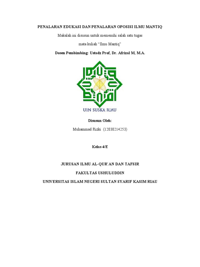 Ilmu Mantiq - Muhammad Rizki 12030214253 | PDF | Sains & Matematika