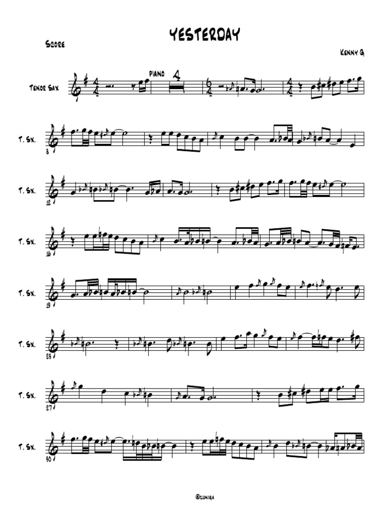 Yesterday-Kenny G Sax Tenor | PDF