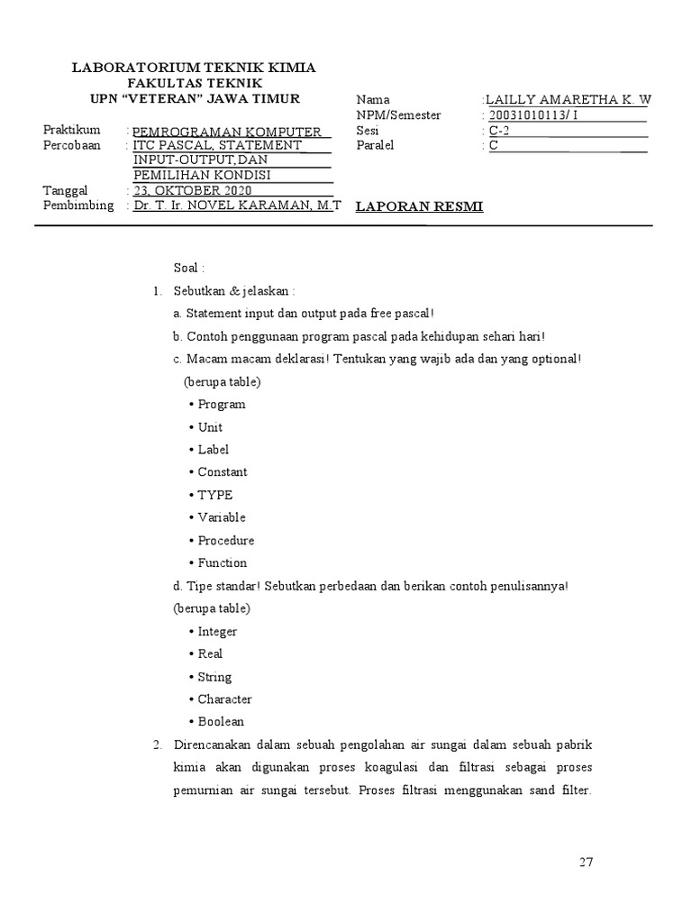 Lapres 4 - Pascal | PDF | Komputer