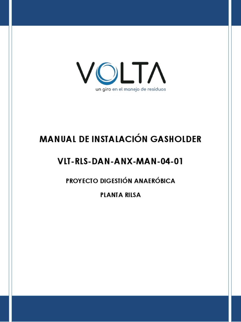3 - Manual de Instalación Gasholder - VLT-RLS-DAN-ANX-MAN-04-01 | PDF | Manufactured Goods ...