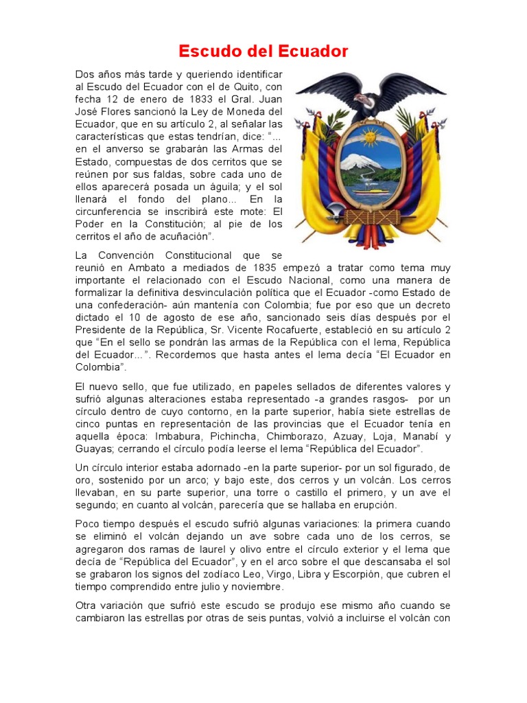 Historia del Escudo del Ecuador 1833 | PDF | Historia