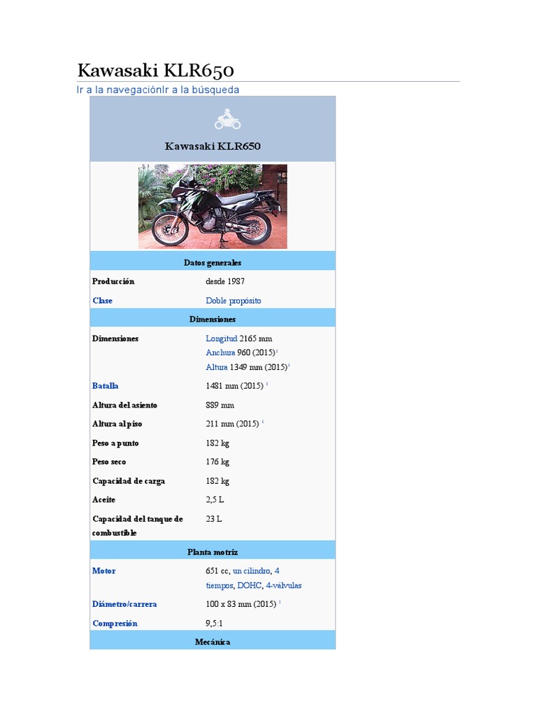 Kawasaki KLR650 | PDF | Vehículos terrestres | Vehículos