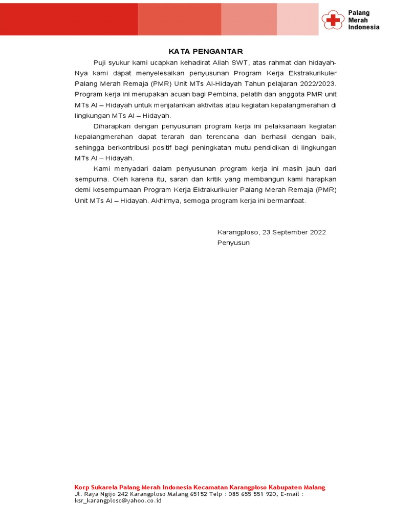 Proker PMR Mts Al Hidayah Ta 2022-2023 | PDF