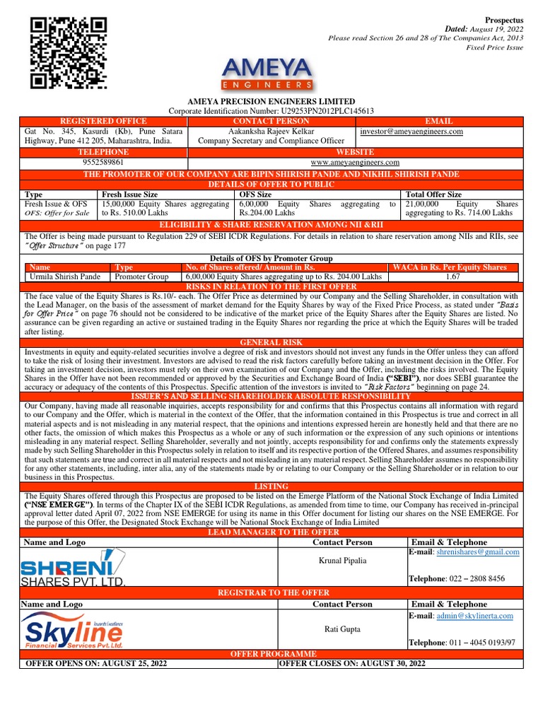 1 Prospectus Final | PDF | Stocks | Securities (Finance)