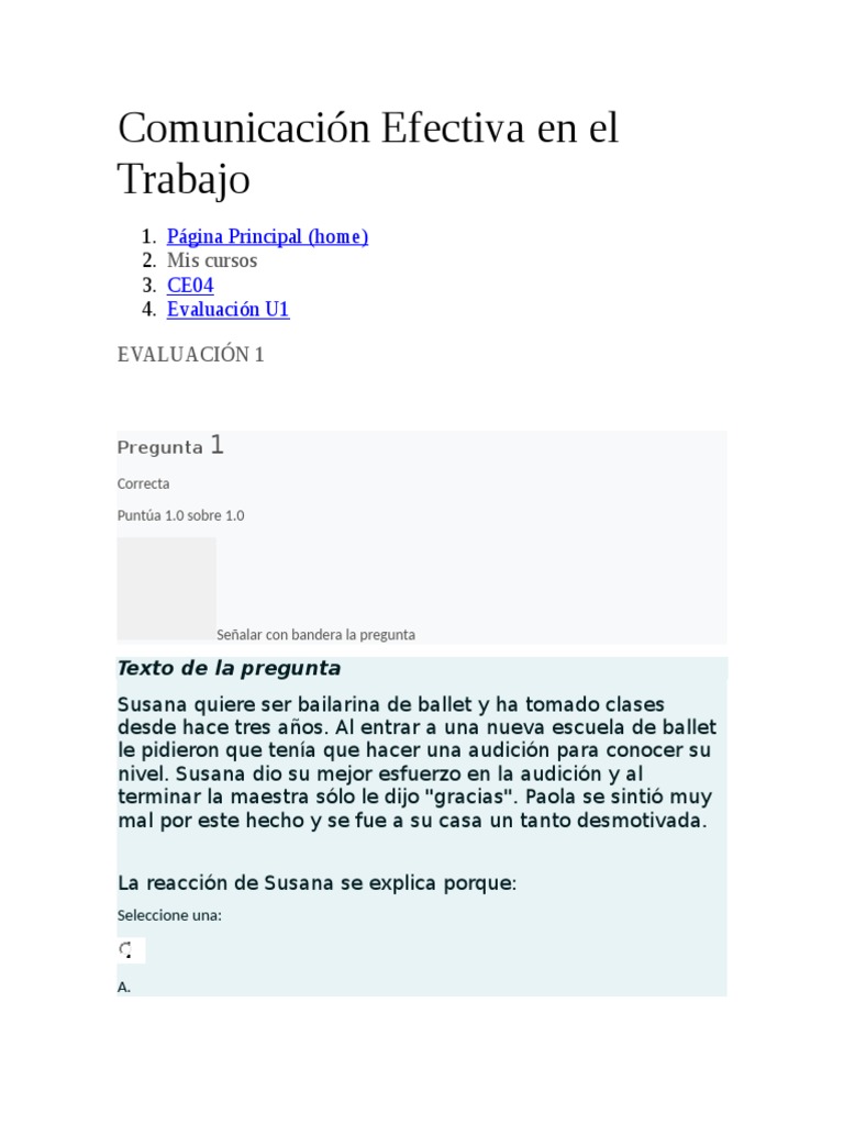 Comunicaci N Efectiva en El Trabajo EVALUACION 1 | PDF | Comunicación | Ciencia cognitiva