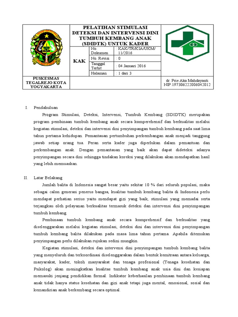 PELATIHAN SDIDTK | PDF