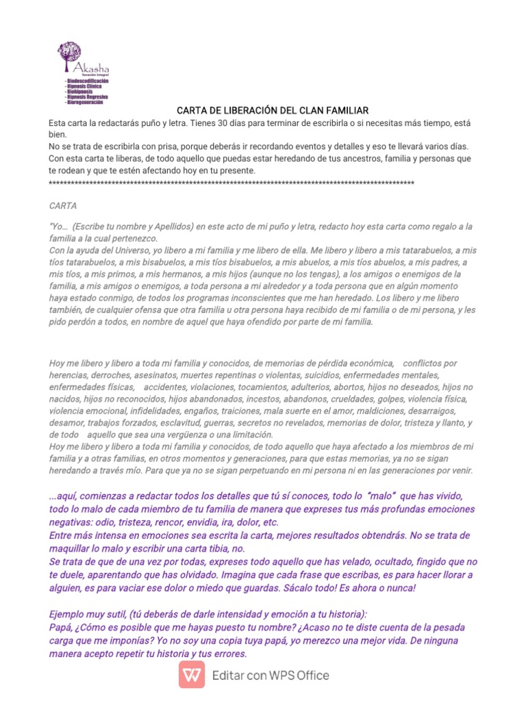 Carta de Liberación Del Clan Familiar | PDF