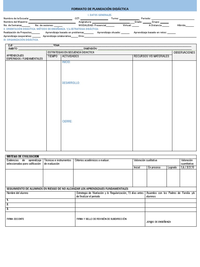 Formato de Planeación Didáctica Tipo Hibrido | PDF | Evaluación | Aprendizaje