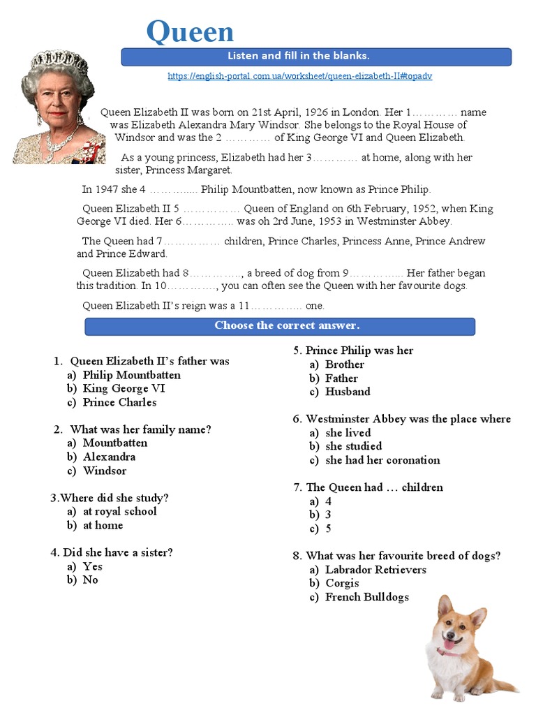 Queen Elizabeth II Worksheet Quiz | PDF | History | Young Adult