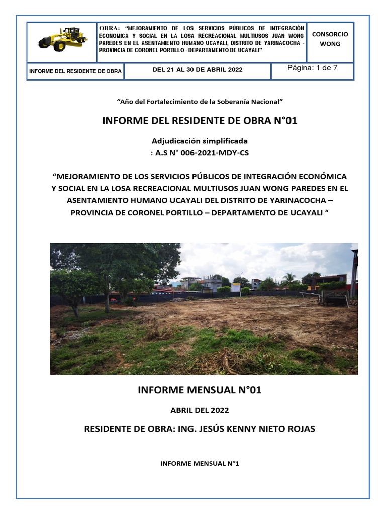 Informe de Residente de Obra | PDF | Ciencias de la Salud | Economias