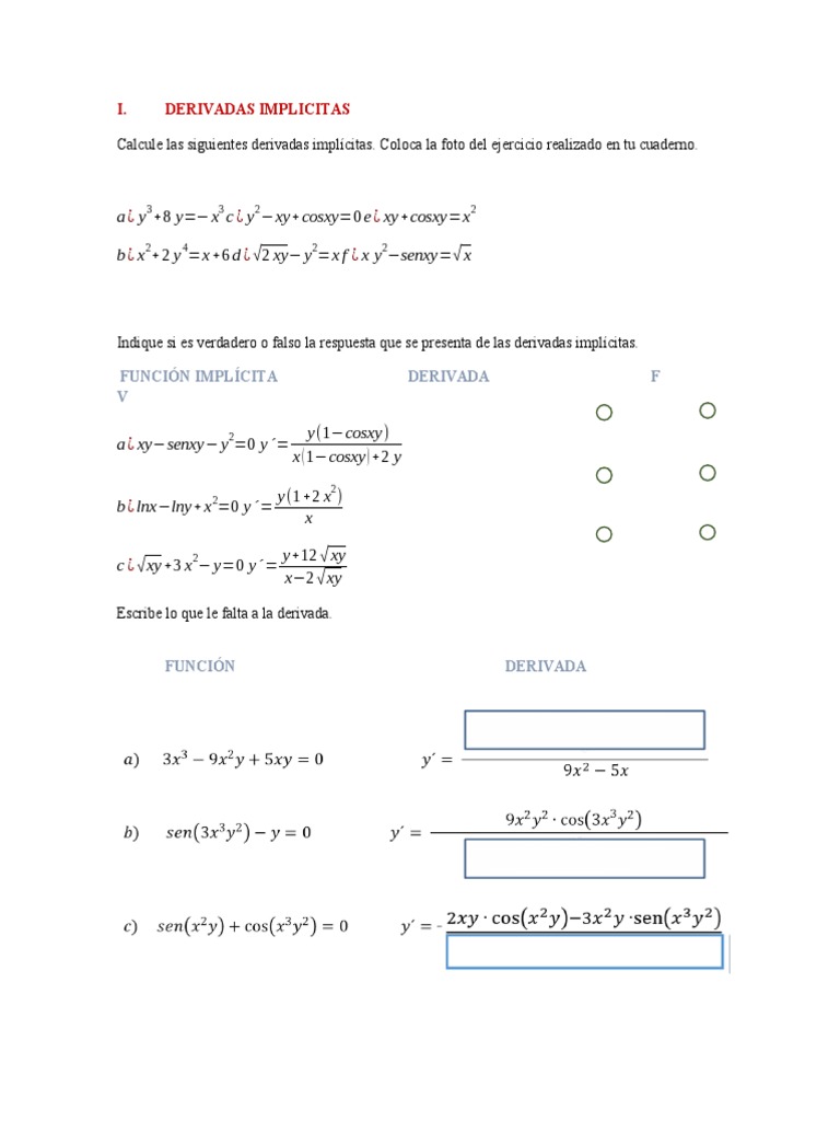 Derivadas Implicitas | PDF