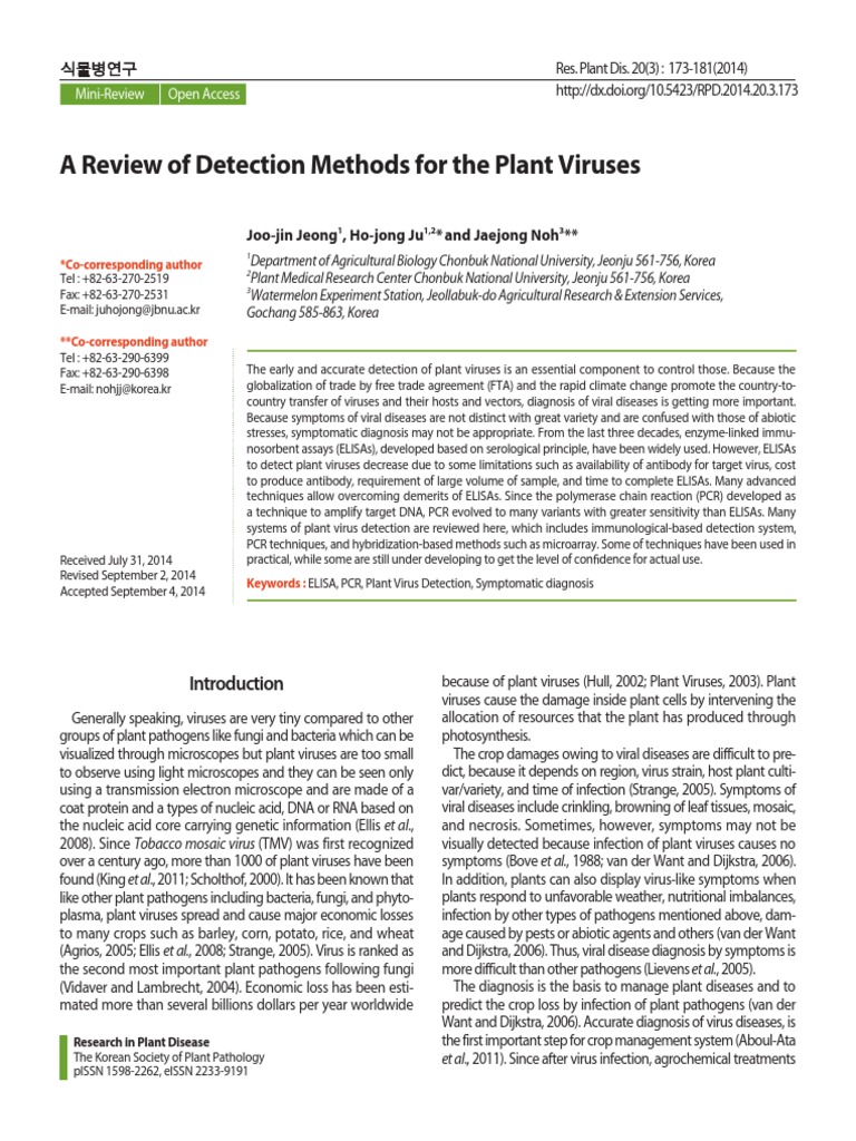 A Review of Detection Methods For The Plant Viruses | PDF | Polymerase ...