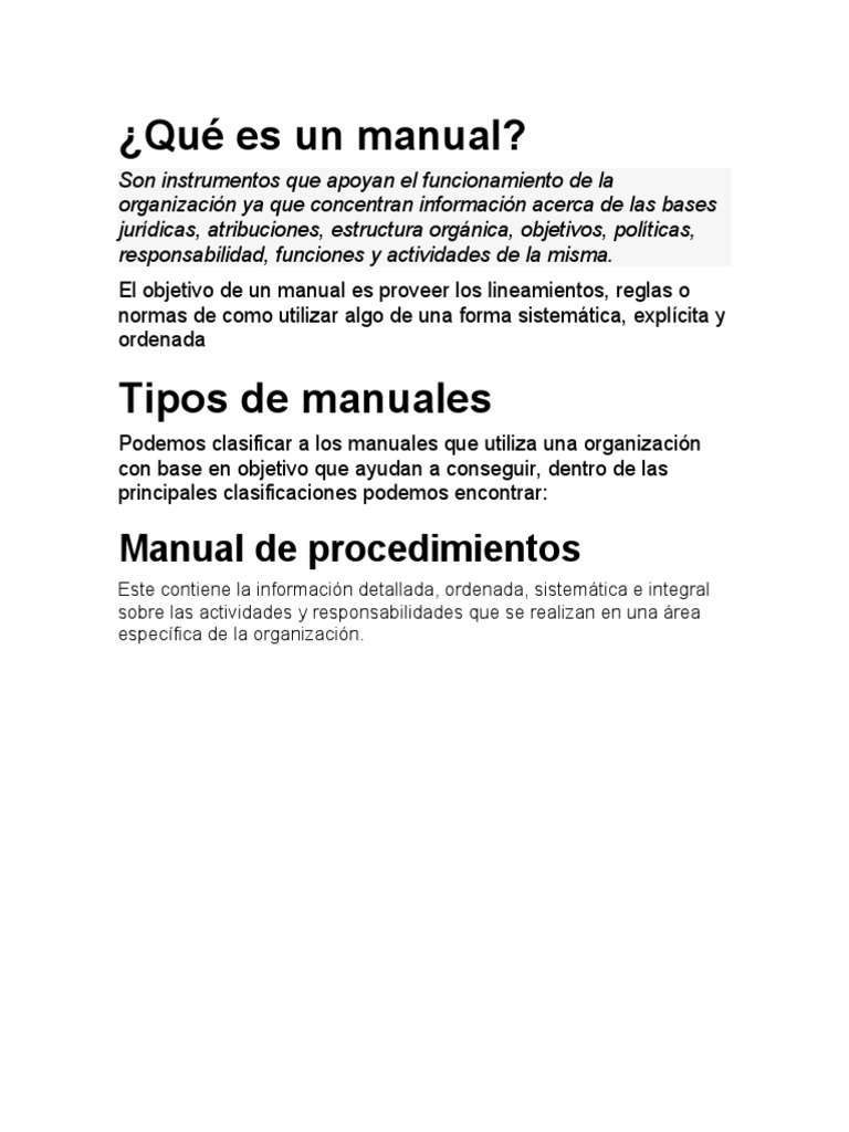 Qué Es Un Manual y Como Elaborarlo | PDF | Información | Procesos de ...