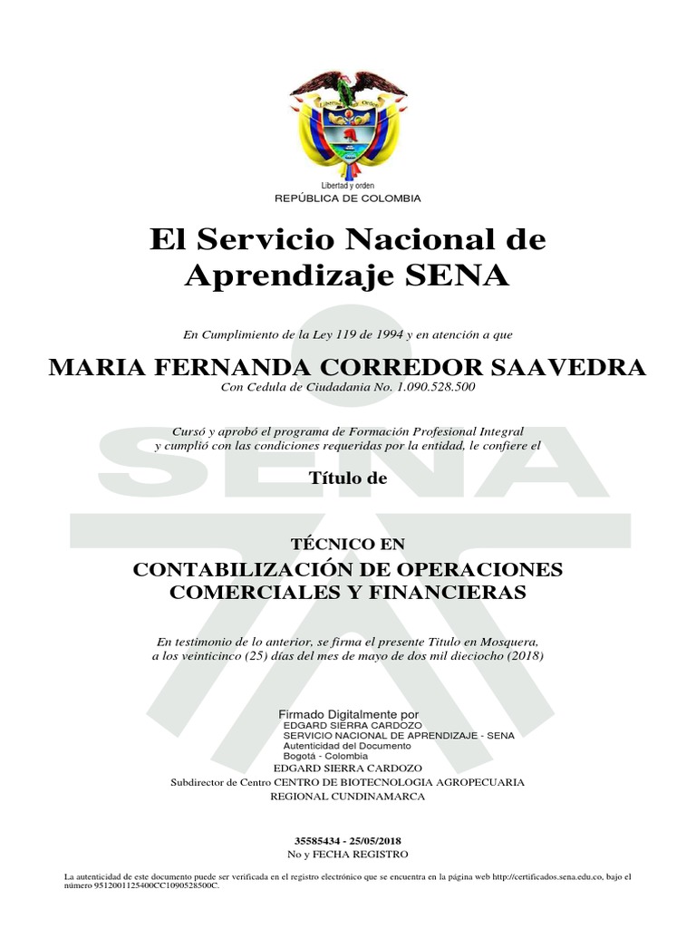 Certificado de Contabilidad en El Sena | PDF
