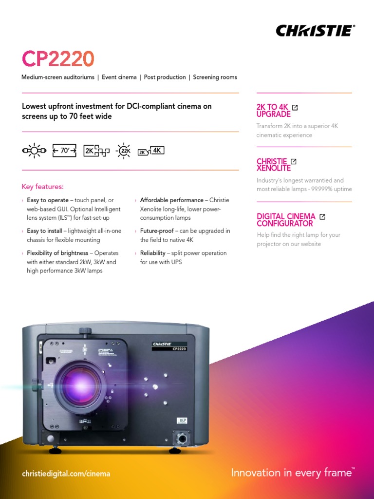 Christie Cp2220 Datasheet | PDF | Equipment