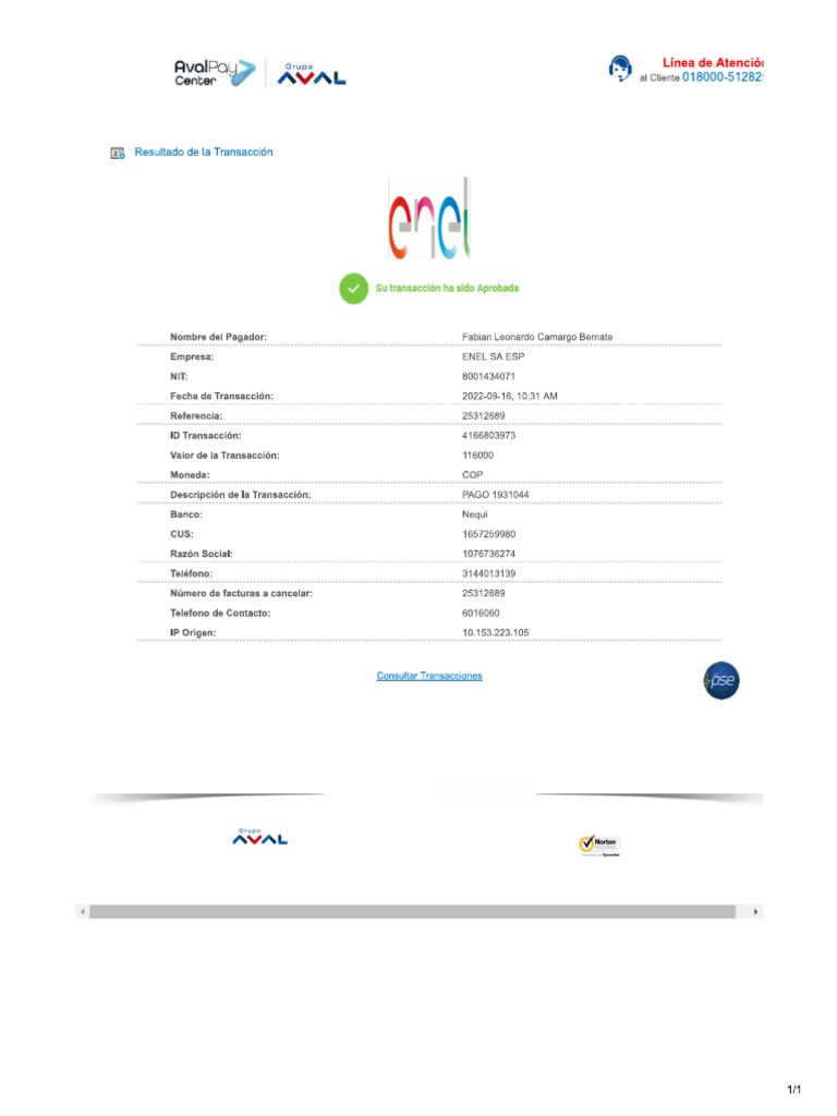 Confirmacion De Pago Pdf