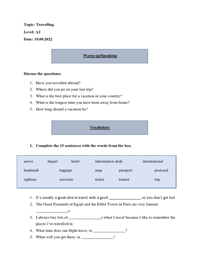 Travelling, Poziom A2, Damian Kupisz | PDF | Language Arts & Discipline