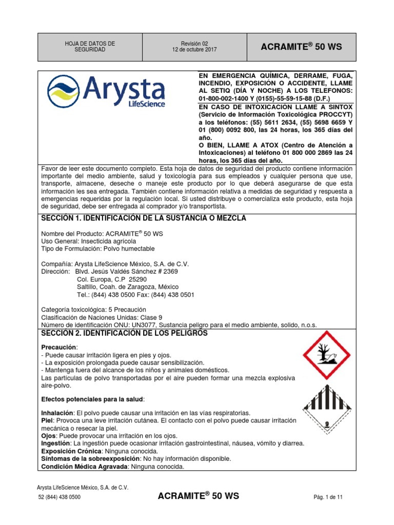 Acramite 50 | PDF | Residuos | Agua