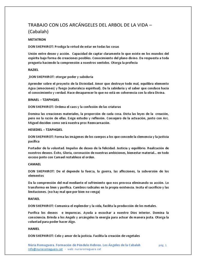 Trabajo Con Los Arcángeles Del Arbol de La Vida | PDF | Amor | Justicia