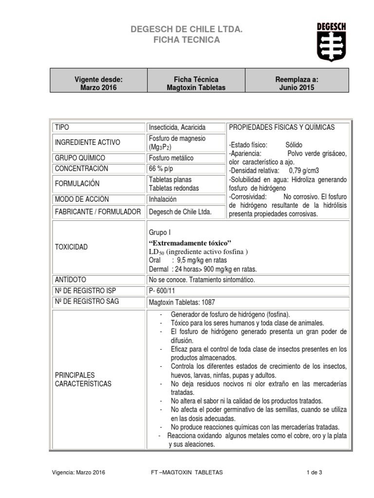 D355e MAGTOXIN | PDF | Química | Sustancias químicas