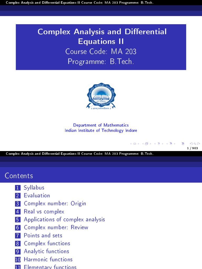 V12 - MA 203 Complex Analysis | PDF | Function (Mathematics) | Complex Number