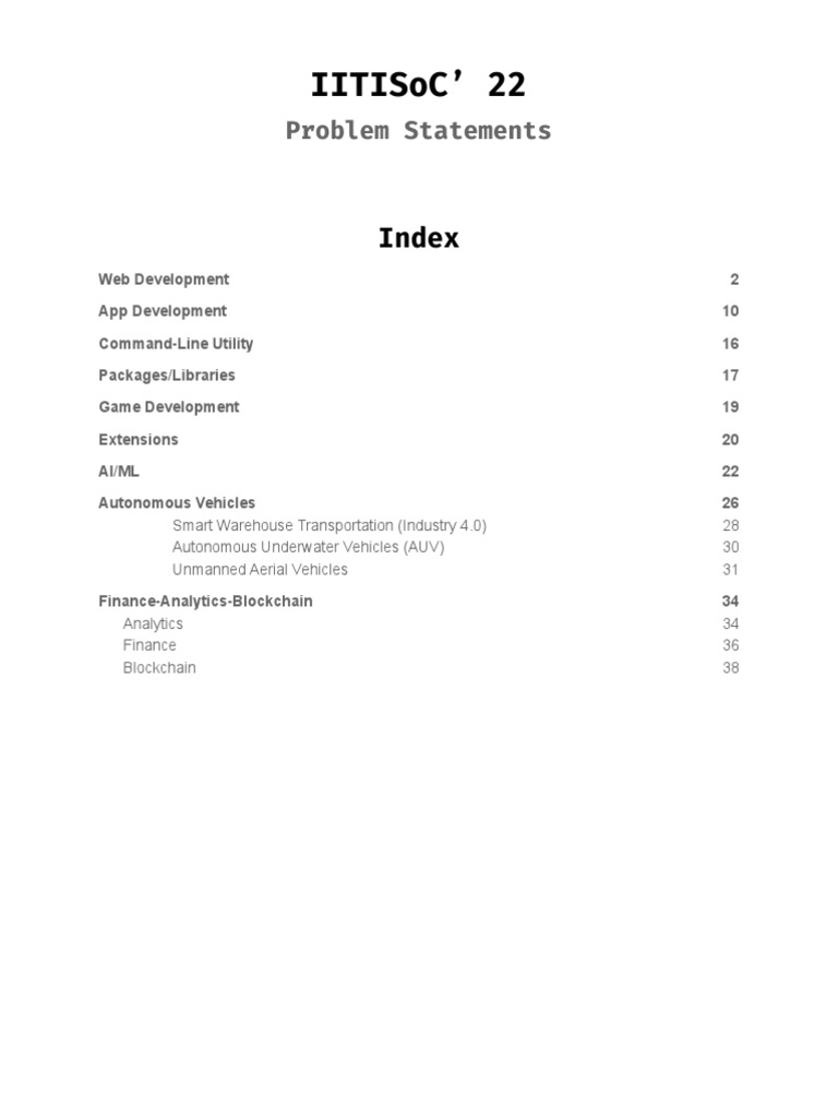 IITISoC'22 Problem Statements | PDF | Command Line Interface | Unmanned Aerial Vehicle