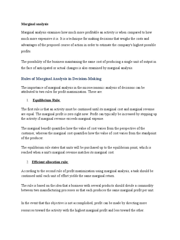 Marginal Analysis | PDF | Profit (Economics) | Economic Equilibrium