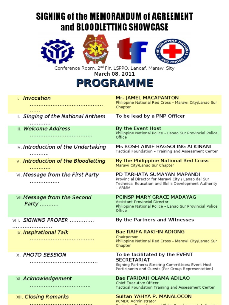 Moa Signing Programme | PDF