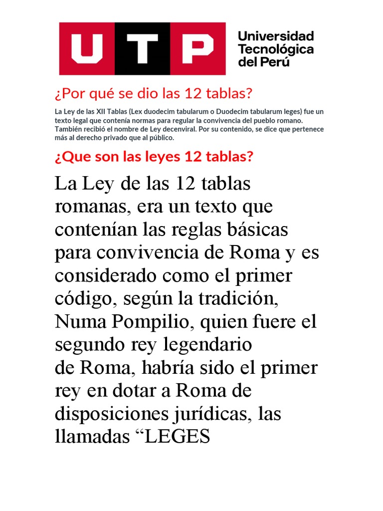 Las características y el impacto de las Leyes de las XII Tablas de la ...