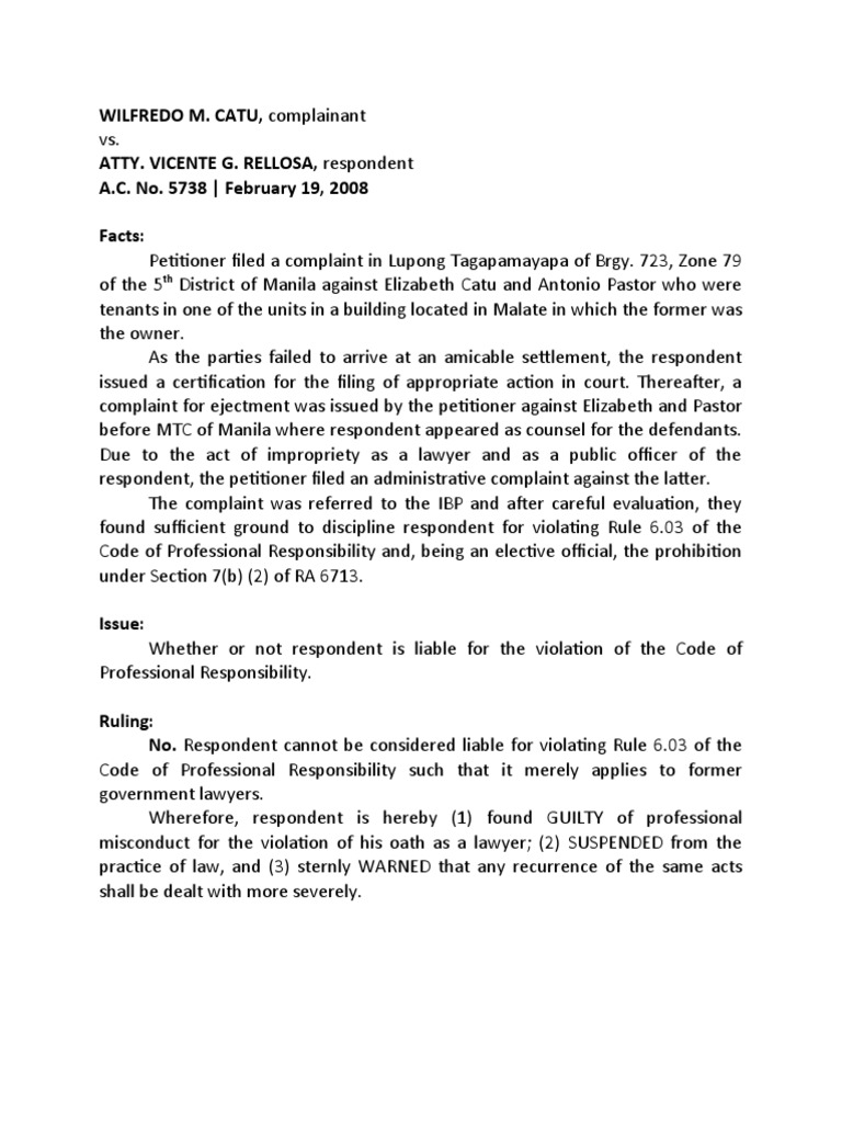 Catu Versus Rellosa | PDF