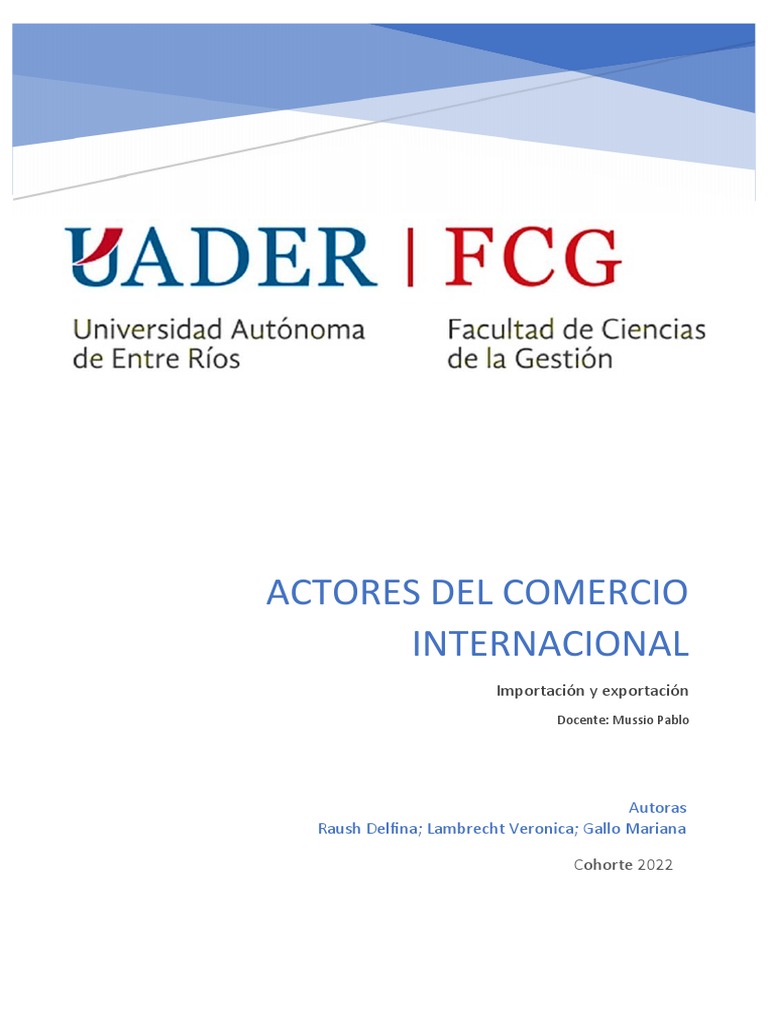 Actores Del Comercio Internacional TP IMPRIMIR | PDF | aduana | Seguro