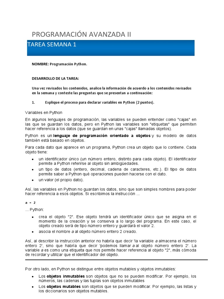 Control Semana 1 - Programación Avanzada 2 | PDF | Objeto (informática ...