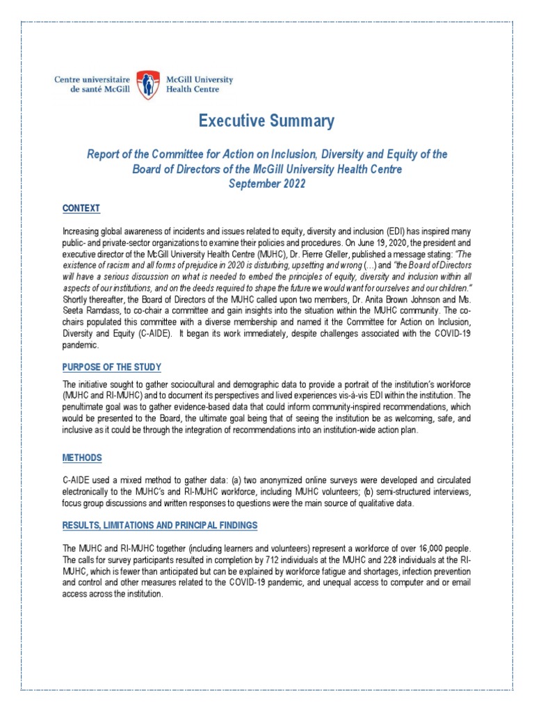 2022-09-23 Exec Summary Report of MUHC Board of Directors | Download ...