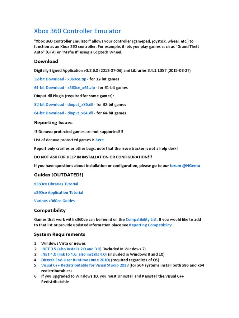 Xbox 360 Controller Emulator: Download | PDF | Microsoft Windows ...